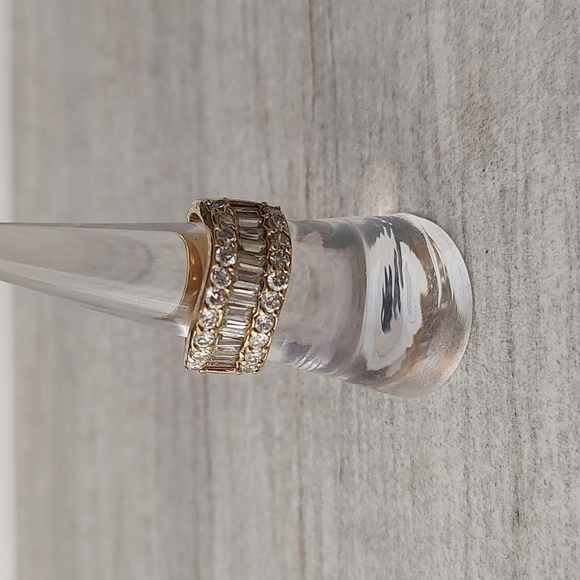 Jewelry | Goldtone And Crystal Band Ring Size 7 | Poshmark